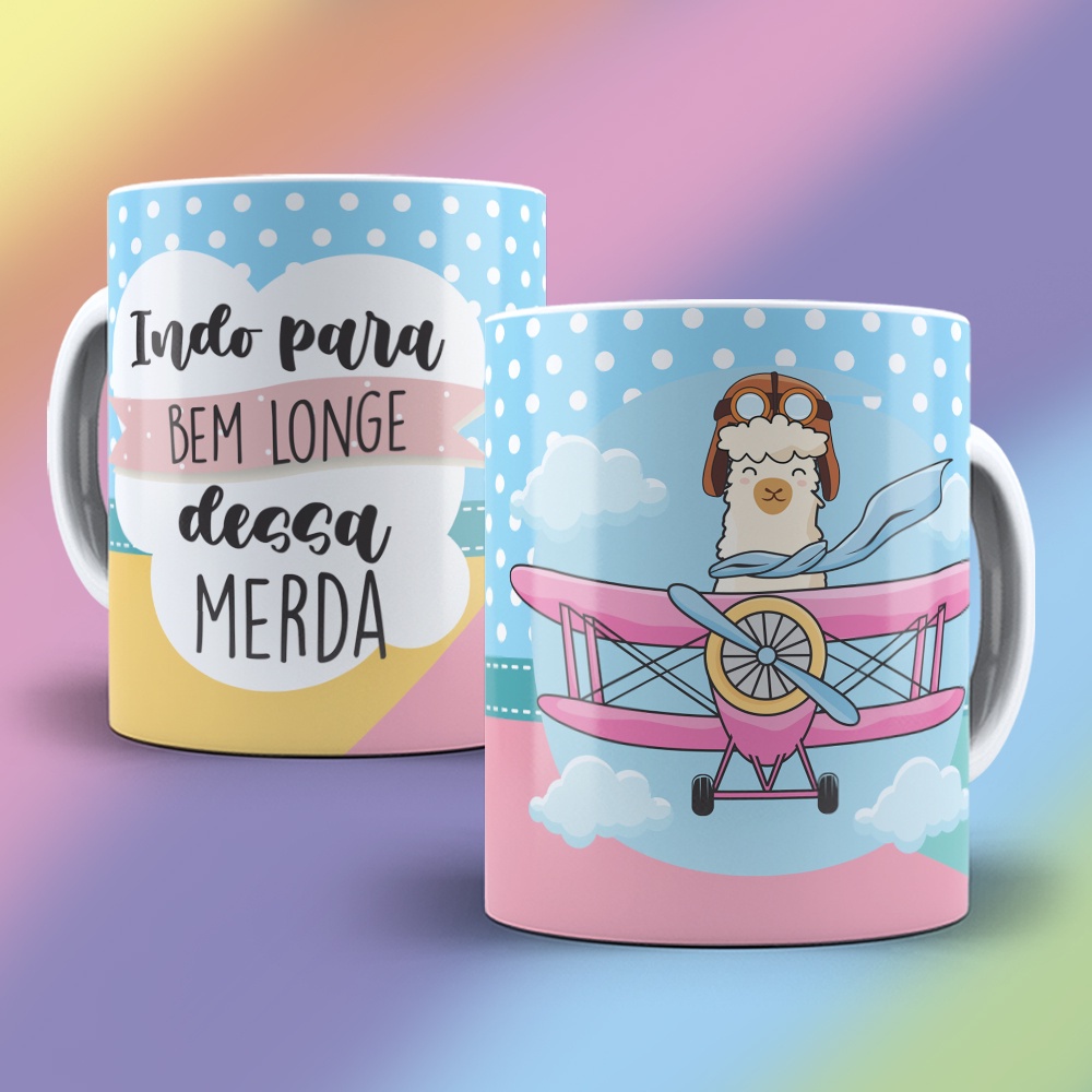 Caneca De Porcelana Personalizada Lhama Olha Eu Cagando Para Tudo 325ml