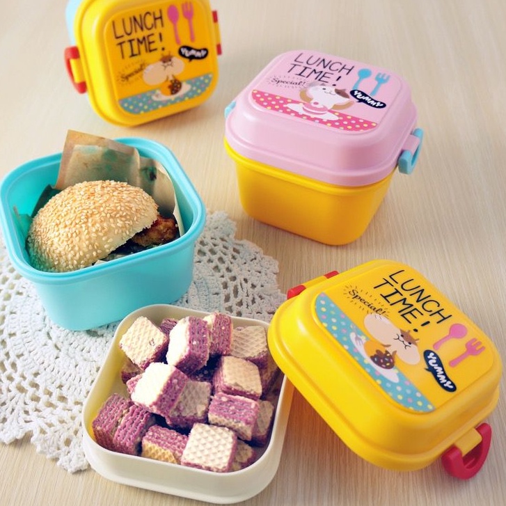 Mini Lancheira Plástica Dupla Camada Desenho Animado Infantil Para ...