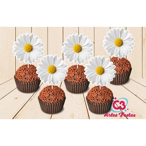 Margarida Flor Flores 50 Topper Tag Para Docinhos Doces | Shopee Brasil