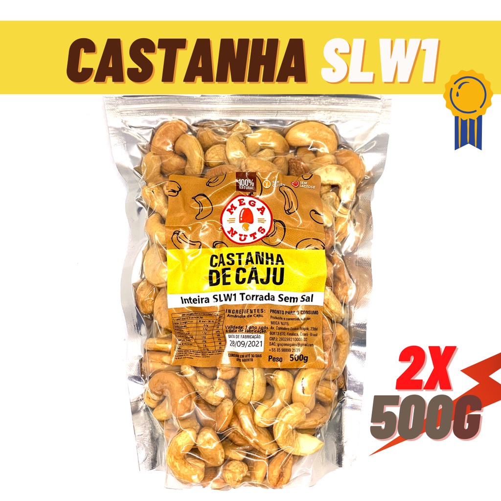Castanha De Caju SLW1 1kg (2x500g) Torrada / Assada / Crua A Maior ...