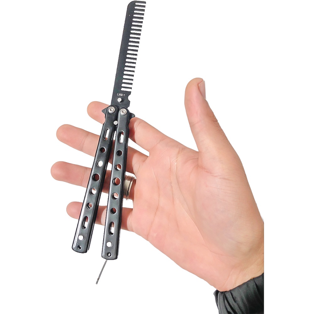Canivete Preto Butterfly Pente Sem Fio Inox Treinos | Shopee Brasil