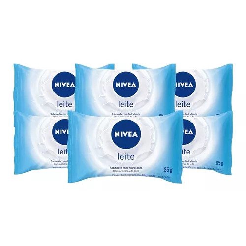 KIT NIVEA Sabonete Em Barra Hidratante Leite 85g - 6 Unidades | Shopee Brasil