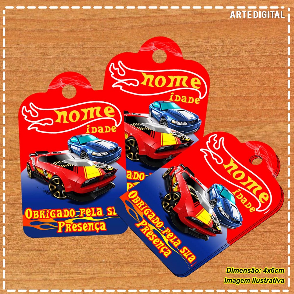 30 Tags para Lembrancinhas Personalizado - Carros Hot Corrida | Shopee ...