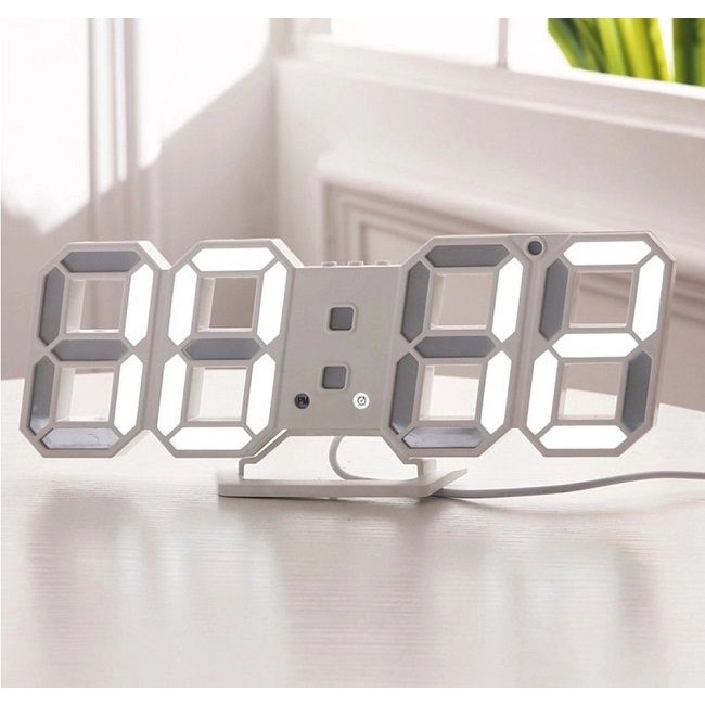 Relogio Digital 3d Led Parede Mesa Alarme Snooze 12/24 Horas | Shopee ...