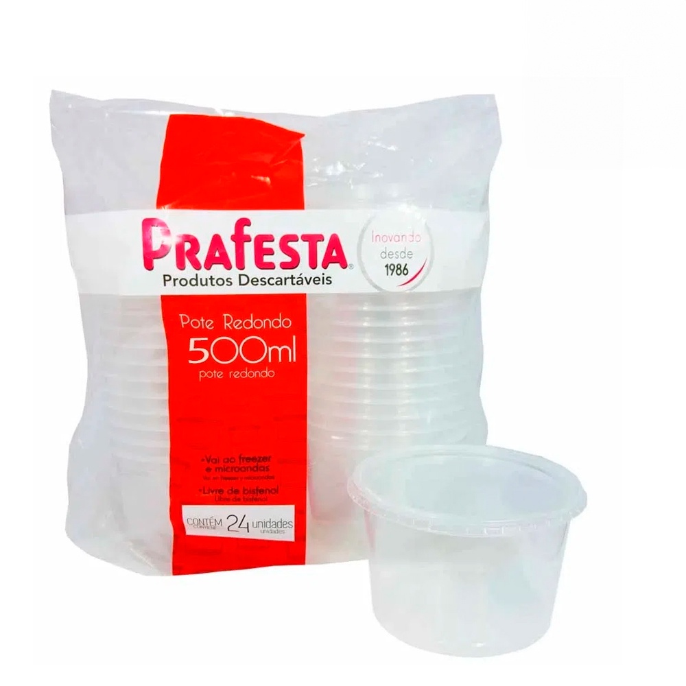Pote Descartável Marmita 500ml Freezer Microondas 24un Fit | Shopee Brasil