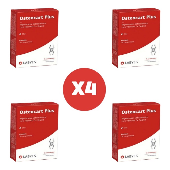 Kit 4 Osteocart Plus 30 Comprimidos Regenerador Osteoarticular Labyes ...