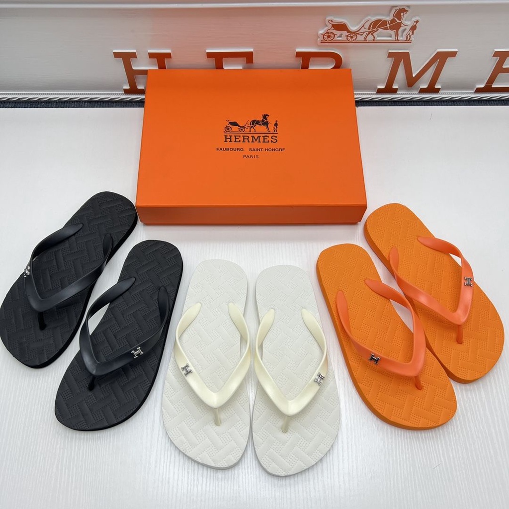 HERMES 2023 Chinelos De Dedo Em Estilo Quente Sapatos De Praia Europeus ...