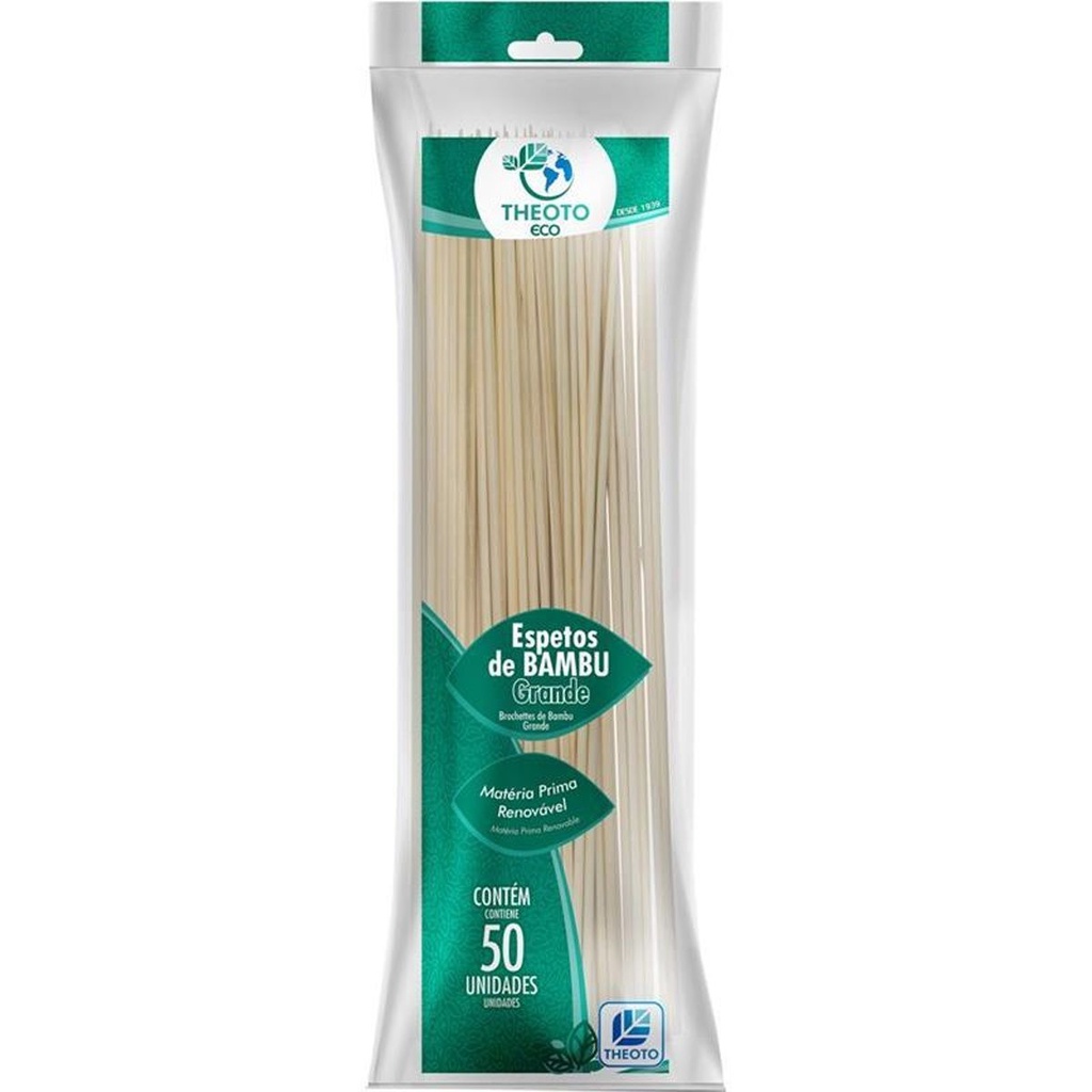 Espeto Madeira 30 cm x 3,5 mm Bambu - Theoto - KIT C/50 | Shopee Brasil