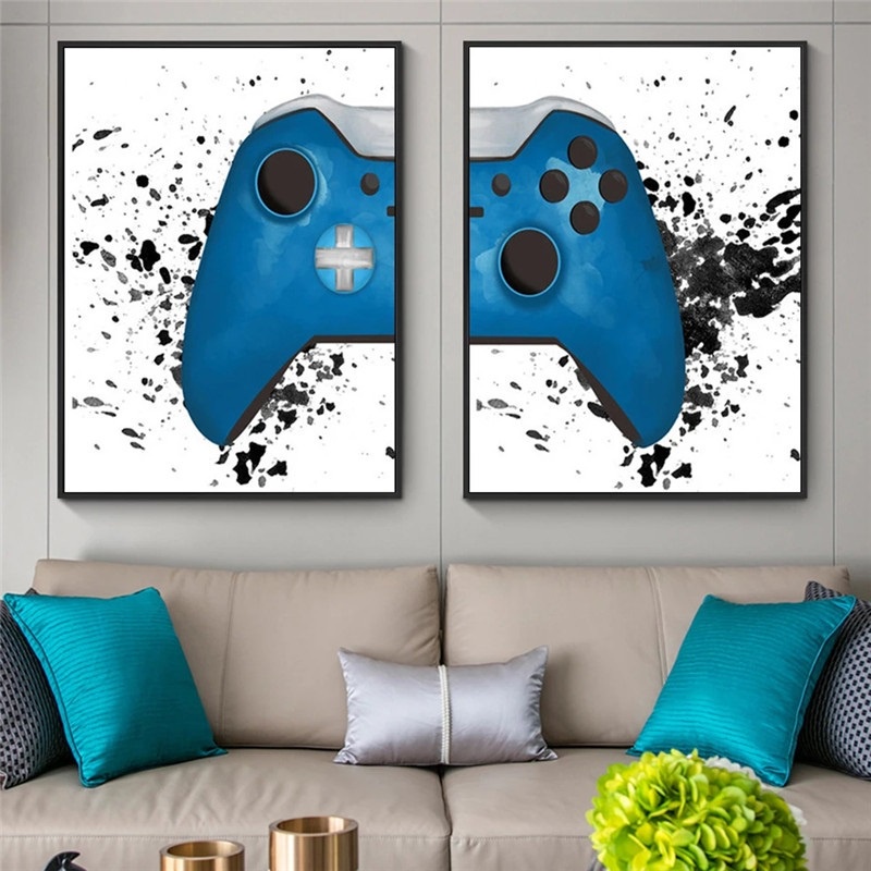 Quadro decorativo 2 peças 40x60 video game gamer controle jogos para ...
