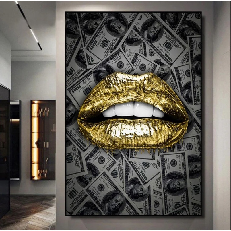 Quadro Decorativo 110x80cm Boca Gold Dollar | Shopee Brasil