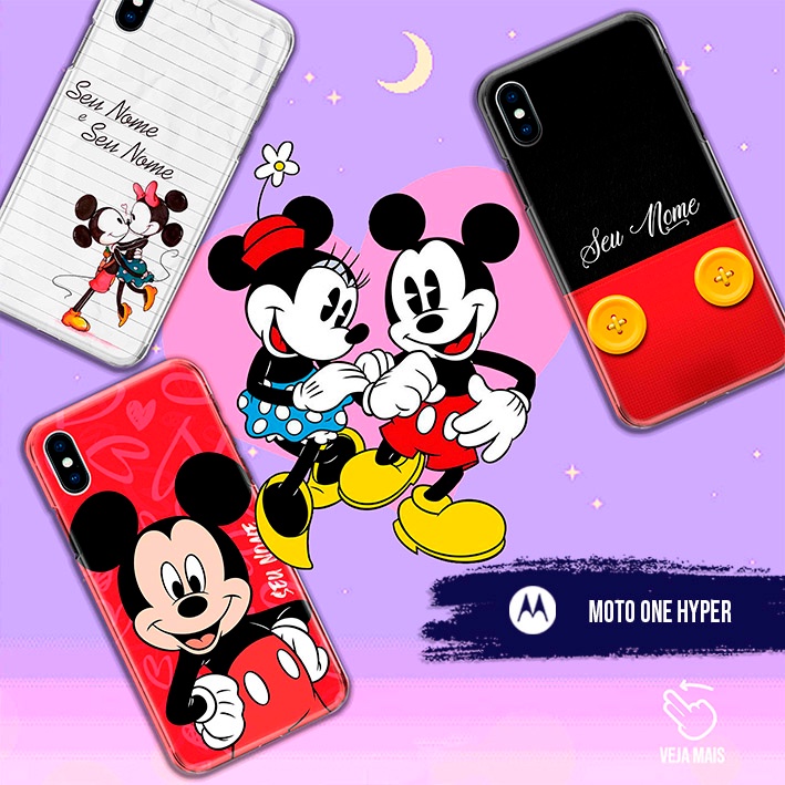 Capa Capinha - Moto One Hyper - Mickey & Minnie Nome Personalizados ...
