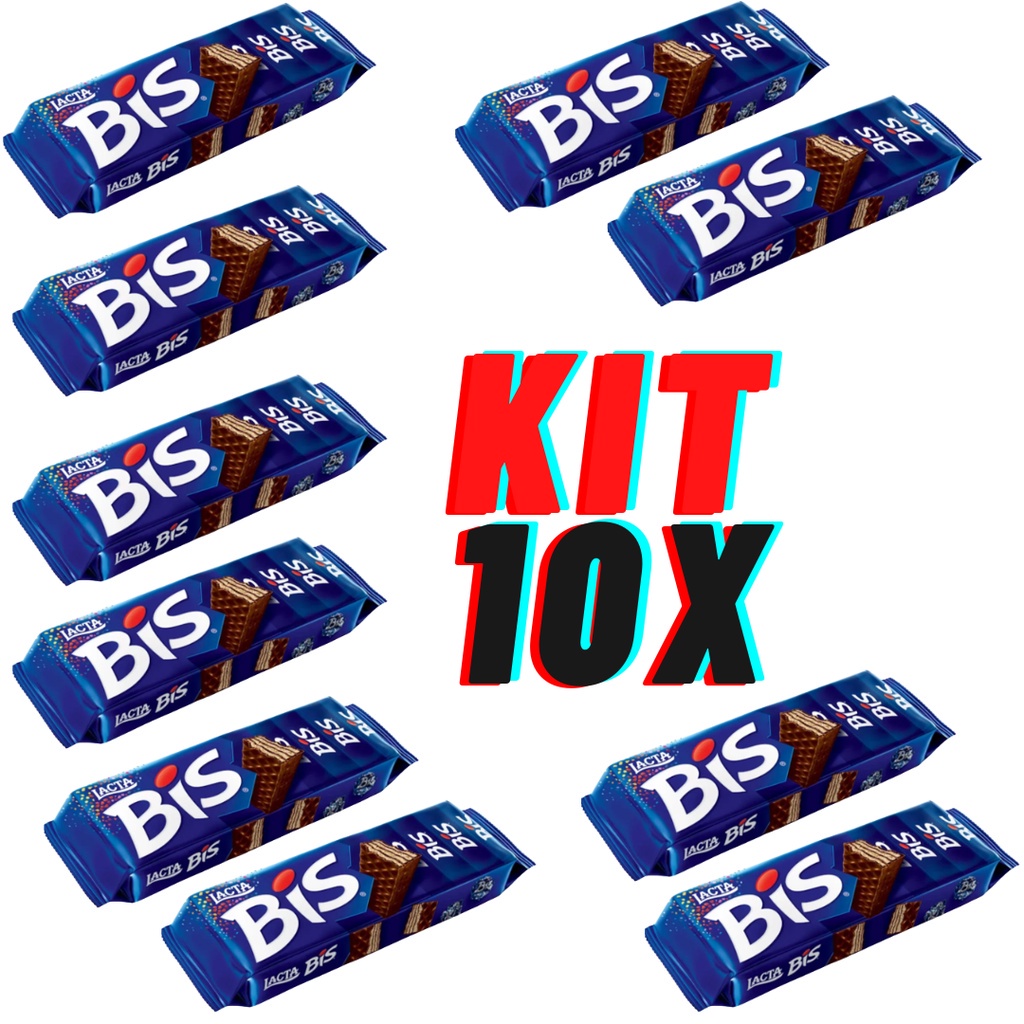 Kit 10 Caixas De Bis Wafer Recheado Chocolate Ao Leite 126g | Shopee Brasil