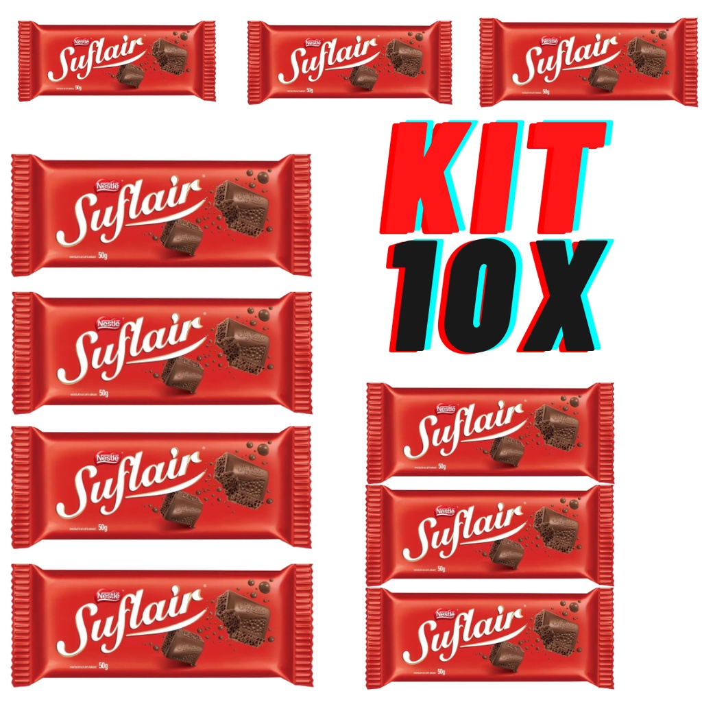 Kit 10 Unidades Chocolate Suflair Aerado Ao Leite Pacote 50g - Nestlé ...