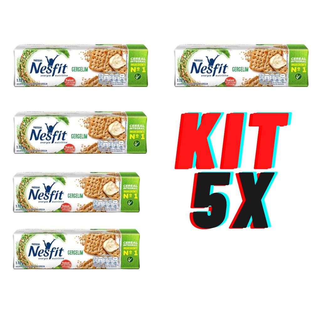 Kit 5 Biscoitos Integral Nesfit Gergelim 170g | Shopee Brasil