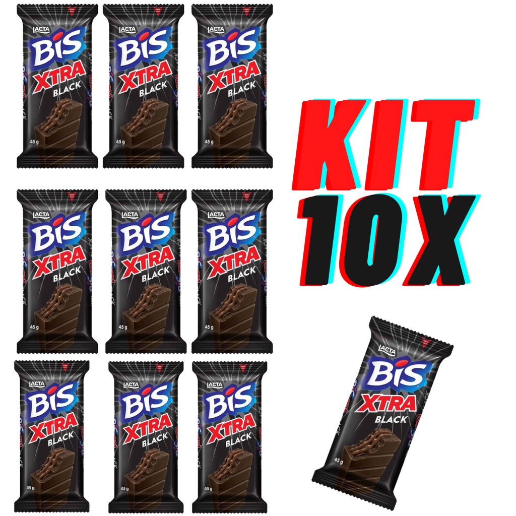 Kit 10 Barras Chocolate Bis Xtra Black 45g Cada - Lacta | Shopee Brasil