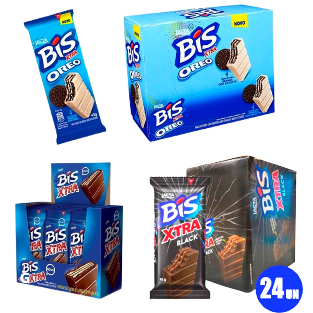 Caixa de Chocolate Bis Xtra Wafer Recheado C/24un - Escolha o Sabor ...