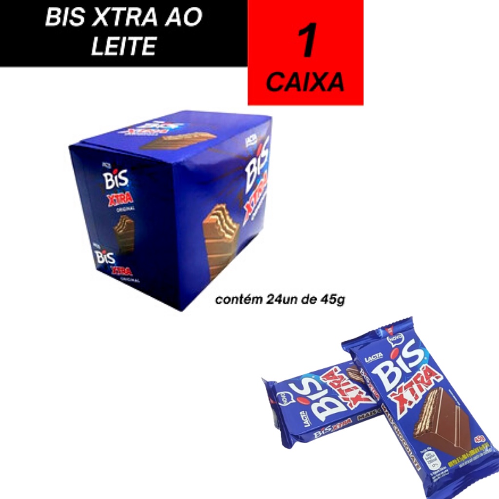 Caixa Bis Xtra Recheado com Chocolate C/24un 45g Cada - Lacta | Shopee ...
