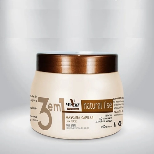 Detra Natural Lise Máscara Capilar 3 em 1 400g - R | Shopee Brasil