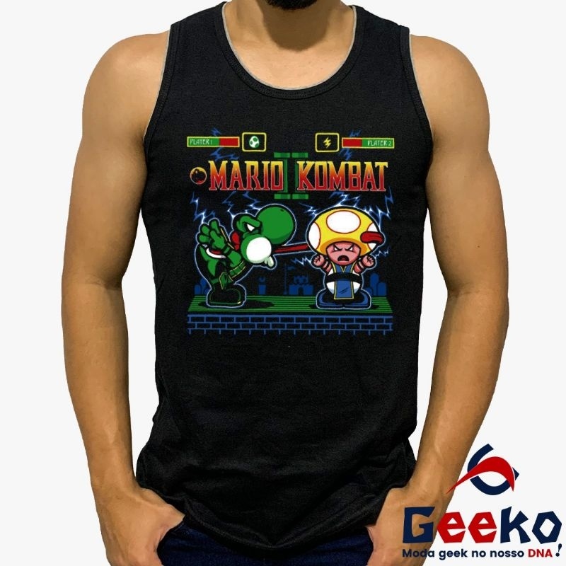 Regata Mario Kombat 100 Algodão Super Mario Bros Mortal Kombat