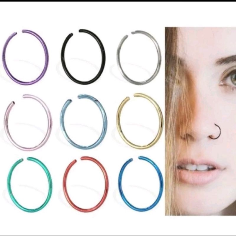 Piercing argola simples Colorido Nariz boca orelha argolinha articulada ...