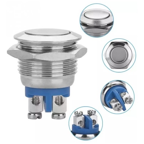 Botão Pulso Botoeira Push Start 16mm Cabeça Chata Até 250v - Escorrega ...