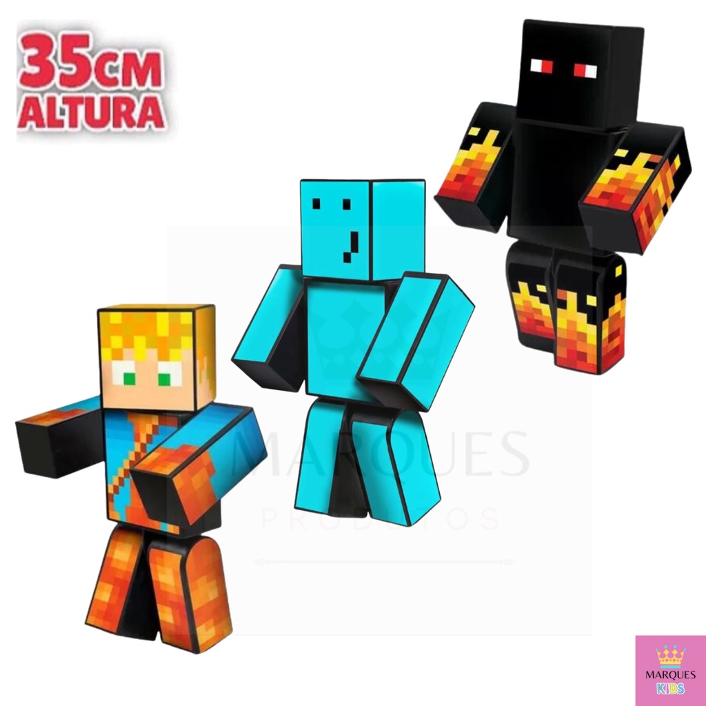 Kit 3 Bonecos Athos + Problems + Lopers 35 cm Minecraft Original ...
