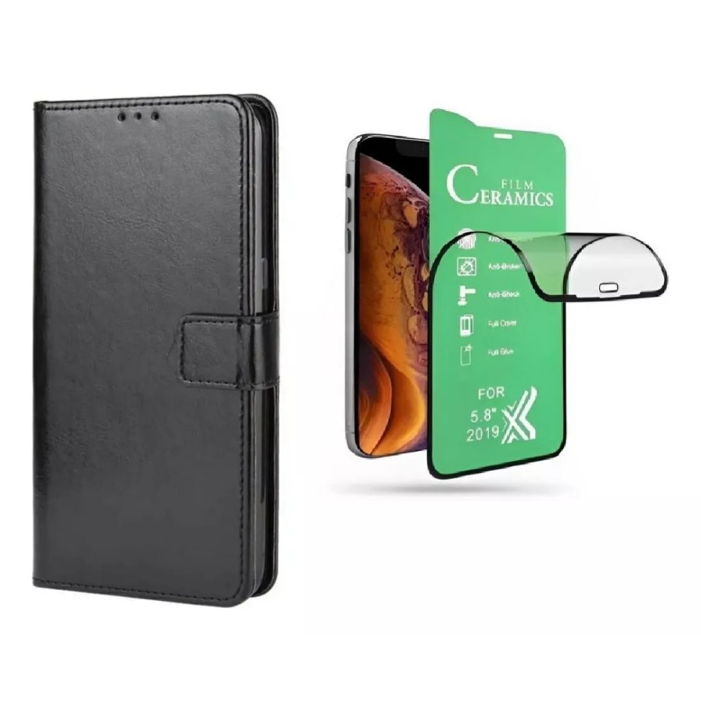 Capa Capinha Carteira Flip + Película Cerâmica Para Xiaomi Redmi Poco X5 Pro | Shopee Brasil