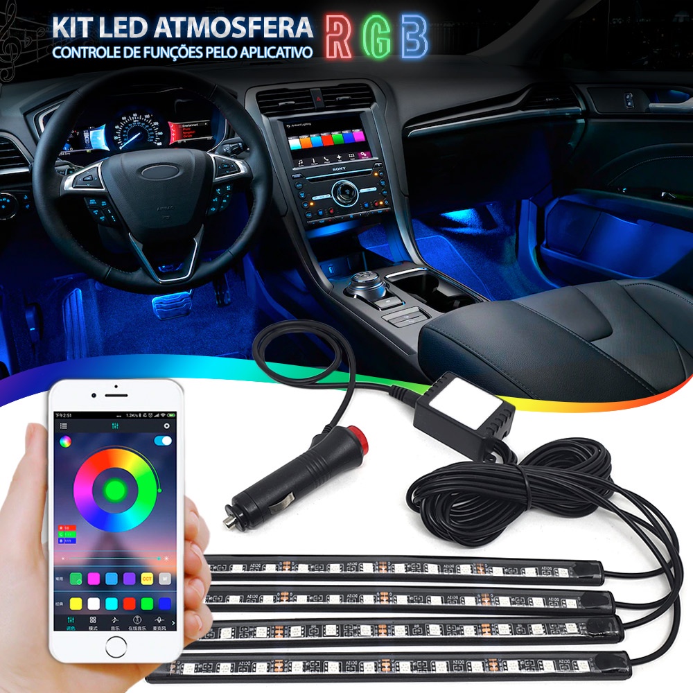 Barra Led Neon RGB Interno Citroen C3 2013 2014 2015 2016 2017 Luz ...