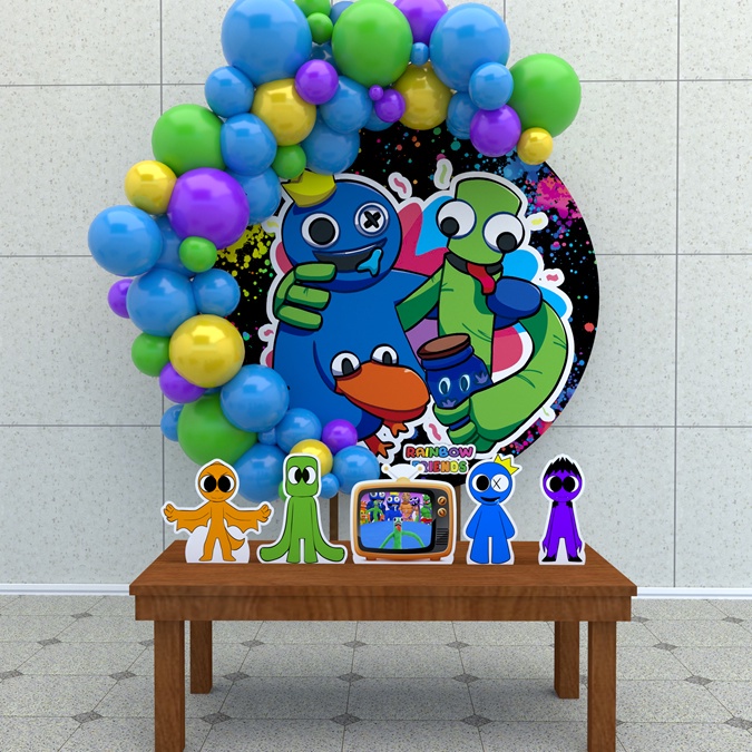 Kit Festa Painel Redondo Decoração Rainbow Friends 1,50 Diâmetro ...