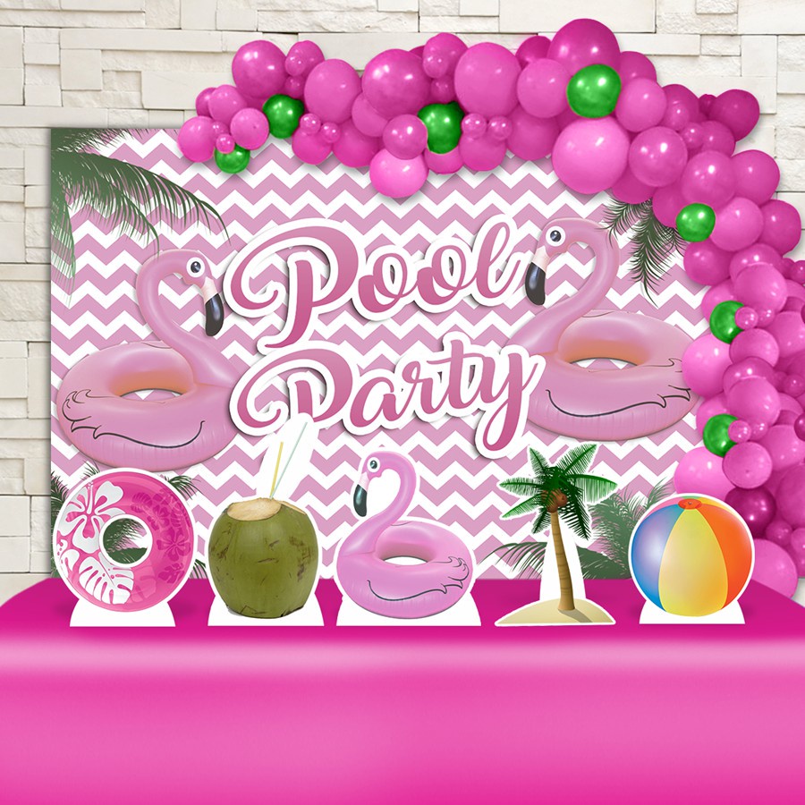 Festa Aniversário Pool Party Rosa Kit Ouro | Shopee Brasil