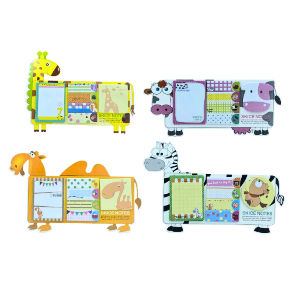 Bloco Adesivo Animais (Girafa, Zebra, Camelo e Vaca) com 6 Blocos ...