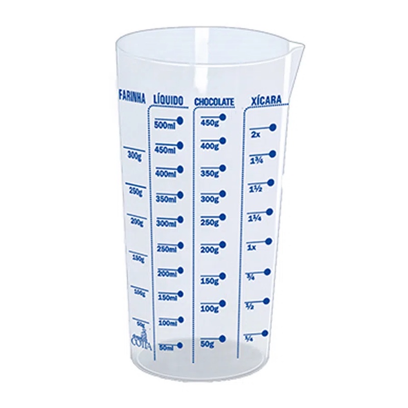 Copo Medidor Graduado c Bico para Receitas 570 ml/gramas Transparente - Praticidade na Cozinha ...