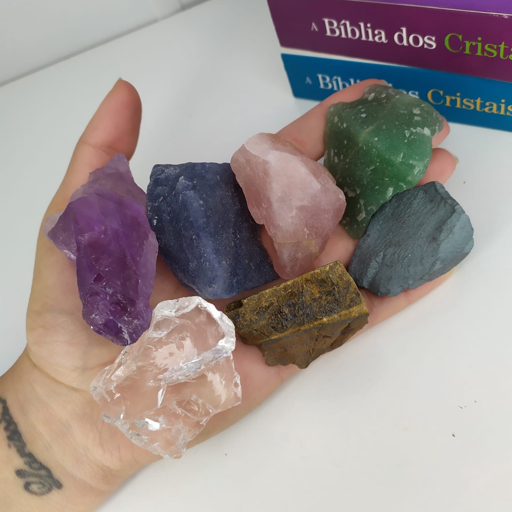 Pedra Bruta P Cristal Variado QUARTZO ROSA/TURMALINA/PIRITA/SELENITA ...