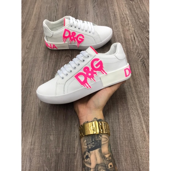 Tenis Dolce Gabbana G3 Porto Branco DG Rosa TM | Shopee Brasil