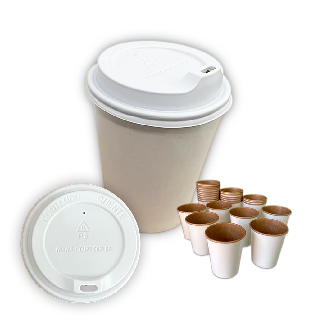 Copo de Café Descartável com Tampa 250ml 50un Biodegradavel | Shopee Brasil
