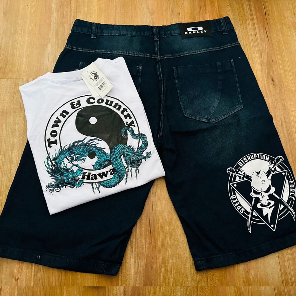 Kit bermuda jeans da Oakley + camiseta estampada da Town e Countny ...