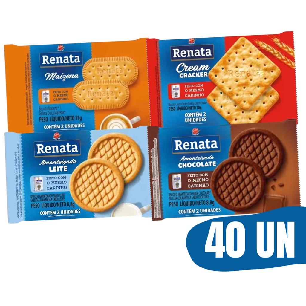 Biscoito Sache Amanteigados Bolacha Pacotinho Individual Renata 40un ...