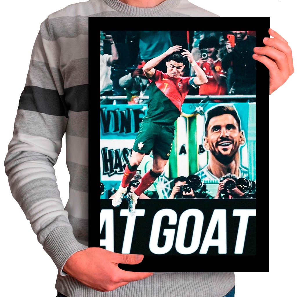 Quadro GRANDE Cristiano Ronaldo GOAT CR7 com Moldura e Vidro | Shopee ...