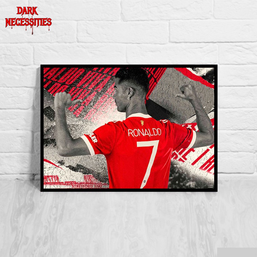 Quadro Grande CR7 - Cristiano Ronaldo A3 com Modura e Vidro - Modelo ...