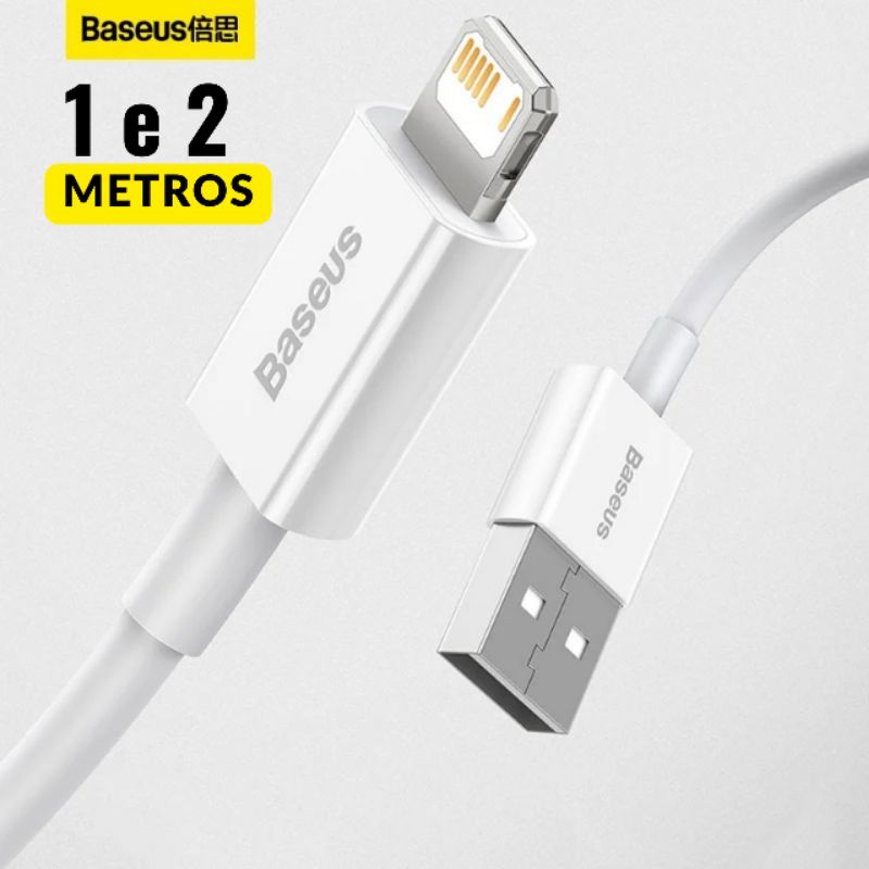 Cabo USB iPhone Baseus 1 e 2 Metros Rápido 2.4A Original 480Mbps ...