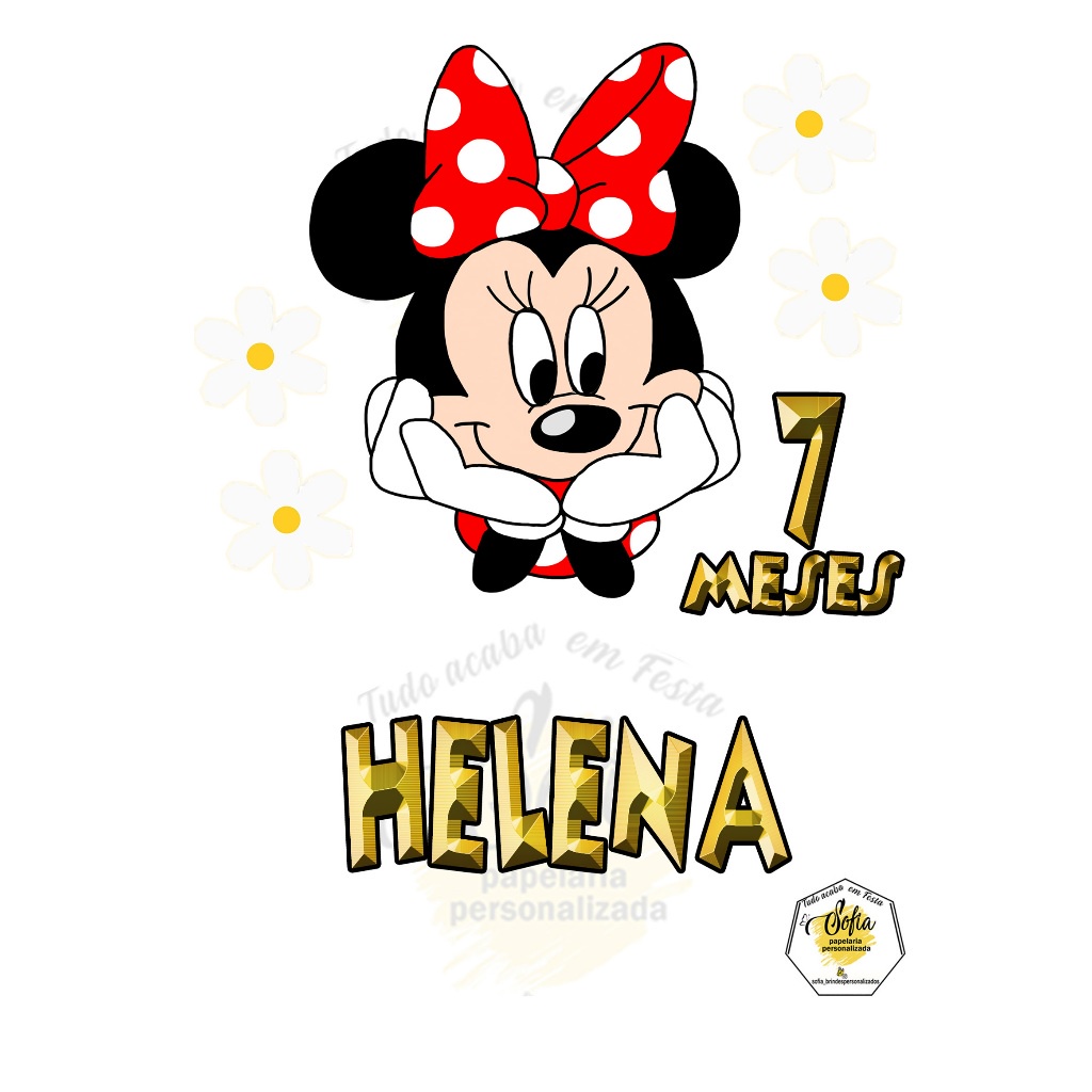 Topo de bolo MINIE topper personalizado com nome e idade | Shopee Brasil