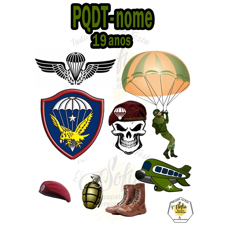 Topo de bolo MILITAR PQD topper personalizado | Shopee Brasil