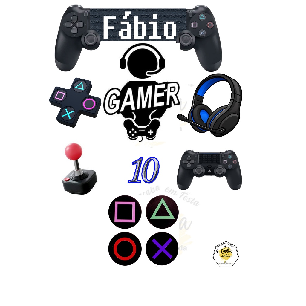 Topo de bolo GAMER JOGOS VIDEO GAMER 02 Topper personalizado | Shopee ...