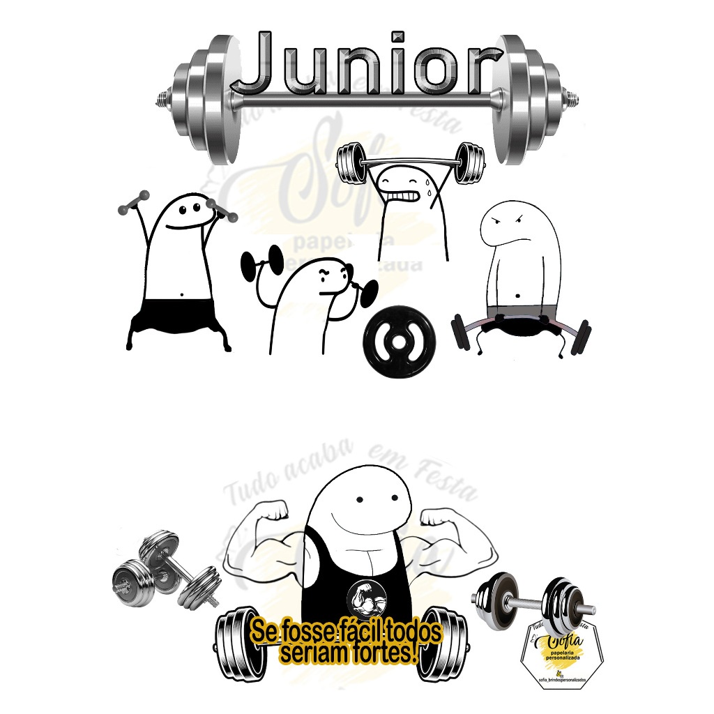 Topo de bolo Flork marombeiro/academia/musculação/ topper personalizado ...
