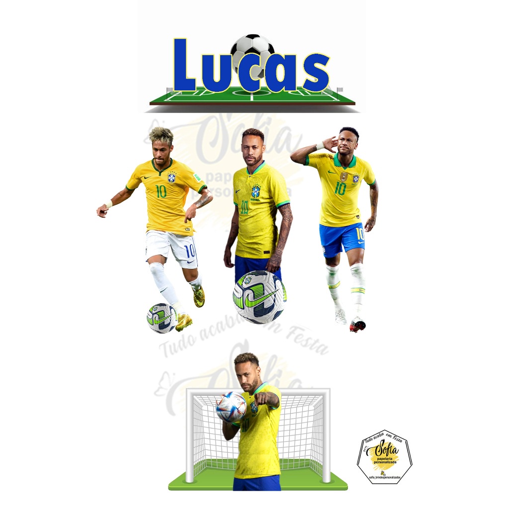 Topo de bolo Neymar Brasil topper personalizado | Shopee Brasil