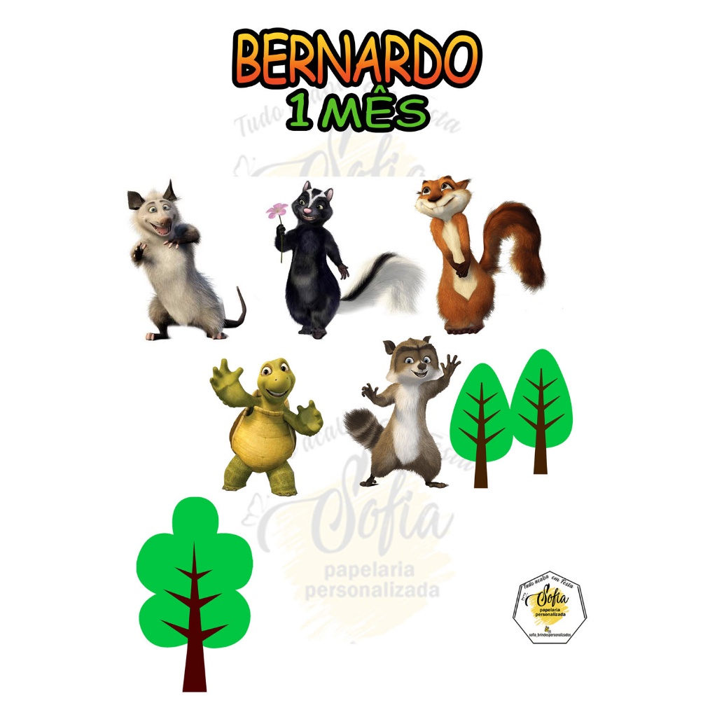 Topo de bolo tema OS SEM FLORESTA topper personalizado | Shopee Brasil