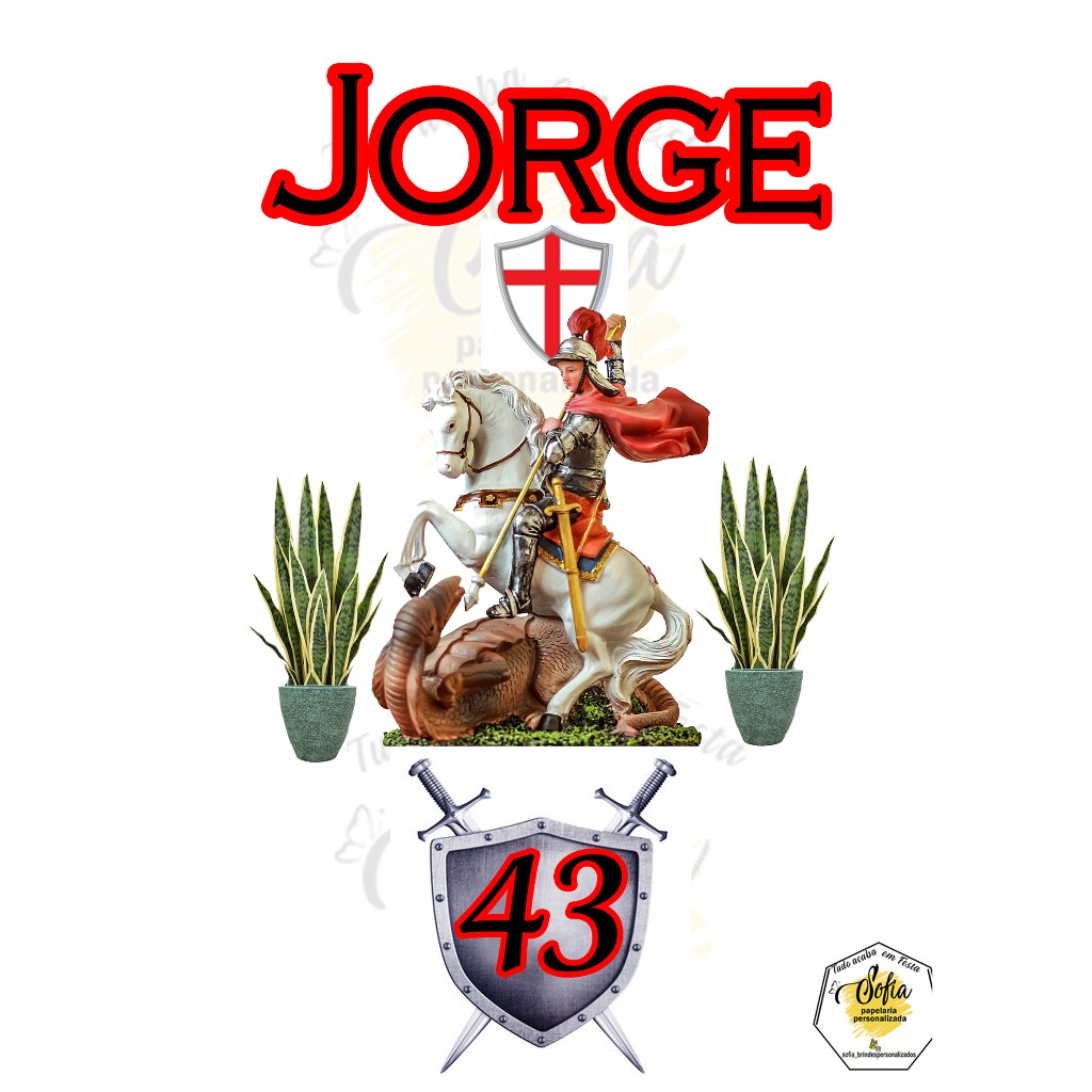 Topo de bolo tema SÃO JORGE OGUM Topper personalizado | Shopee Brasil