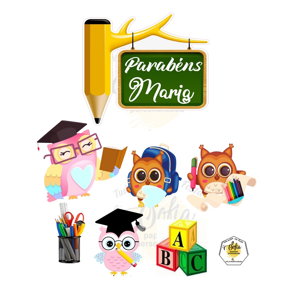 Topo de bolo PROFESSORA CRECHE Topper personalizado | Shopee Brasil