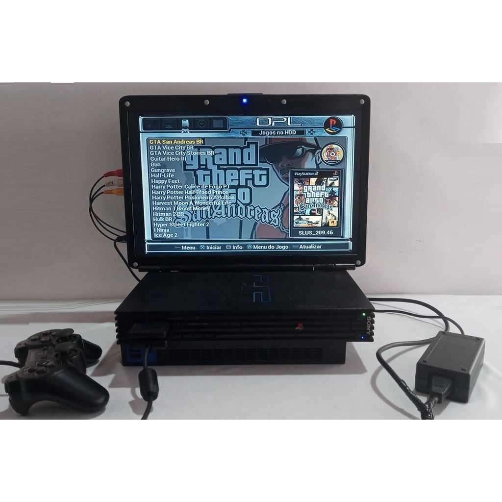 PS2 FAT Com Tela Acoplada 532 J0g0s HD 1TB - Escorrega o Preço