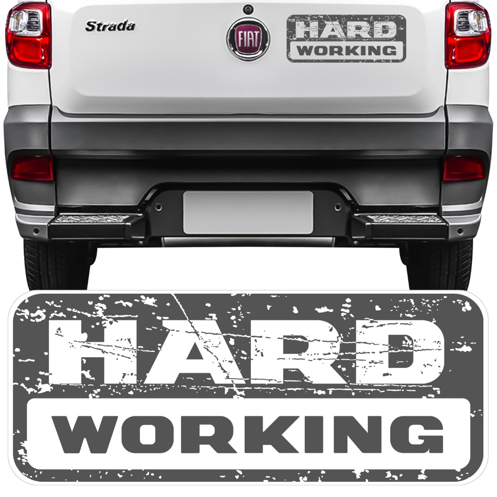 Adesivo Hard Working Tampa Traseira Fiat Strada 2018 2019 Colante ...